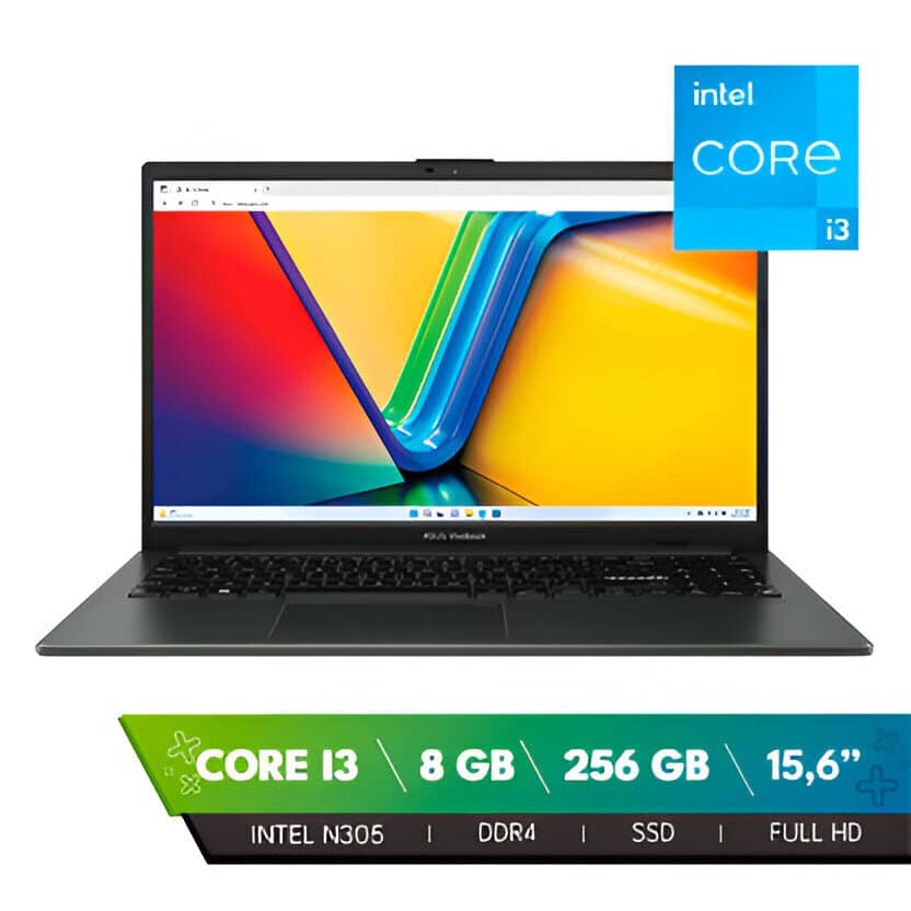 NOTEBOOK ASUS 15.6″ FHD INTEL CORE I3 N305 12VA DDR4 8GB SSD 256GB ...
